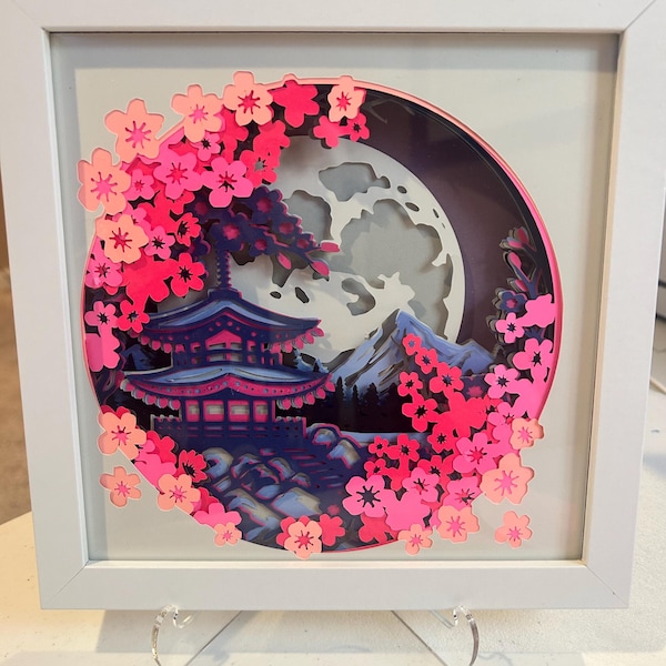 Japanese Cherry Blossoms Shadow Box Svg, Asian Shadow Box Svg, Japanese ...