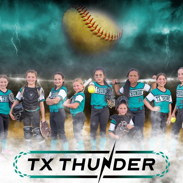 Softball THUNDER LIGHTNING Horizontal Digital Backgrounds - Etsy