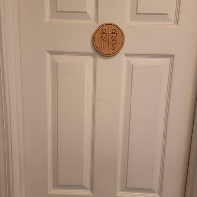 Natural Oak Wood Restroom Sign, Wooden Door Plate, Male and Female ...