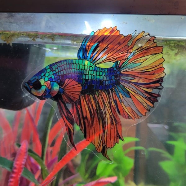 Betta Fish Stained Glass Window Cling Window Sticker Decal - No ...