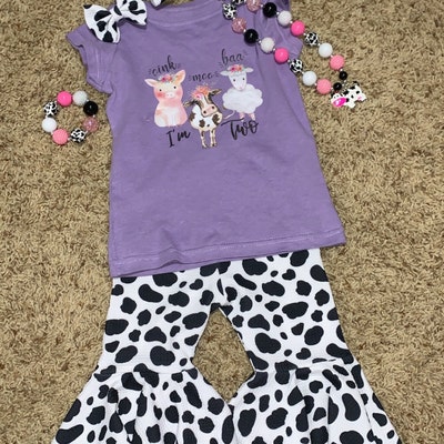 Hay Girl Hay Cow Print Hair Bow Cow Necklace Set.heifer 4H Show, Cow ...