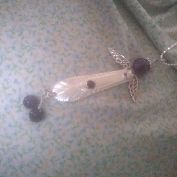 Angel Wing Silver Spoon Handle Spoon Pendant Necklace for Mom, Handmade ...