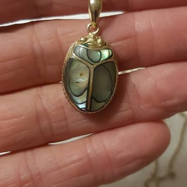 KHEPRI Abalone Scarab, Inlayed Shell Pendant, Carved Scarab, Beetle ...