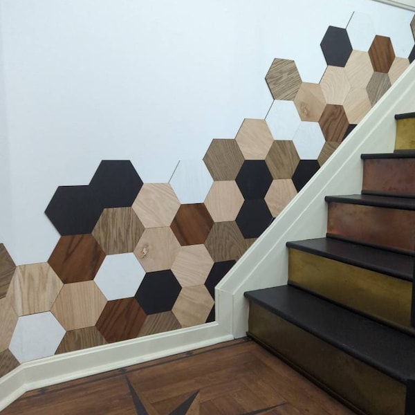 Large Hexagon Wall Art, Set of Decorative Accent Pieces, Wooden Wall ...