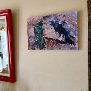 Black Raven & Golden Moon Phases Art Print Flying Raven - Etsy