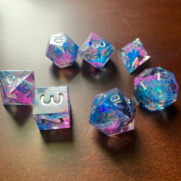Cosmic Starlight DND Dice , Galaxy Space Sharp Edge Dice Set,blue ...