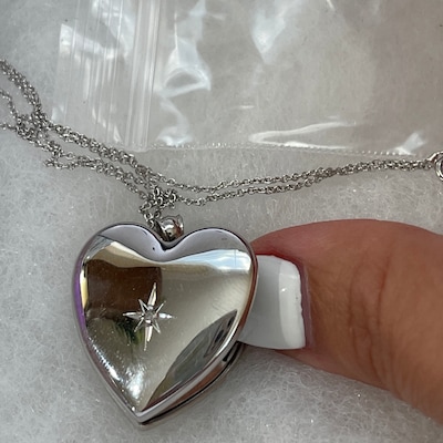 4 Photo Locket Necklace in 925 Sterling Silver Multi Photo Heart Locket ...