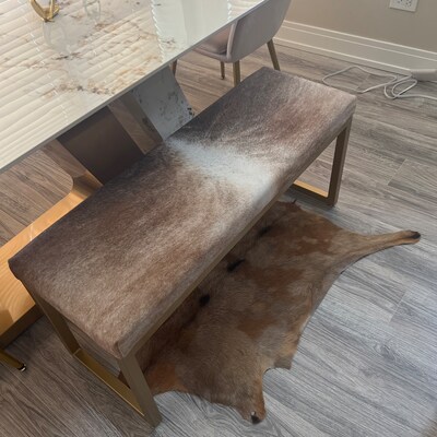 Cowhide Dining Table Bench / Cowhide Bench 70 or 60 Wide Steel Frame ...