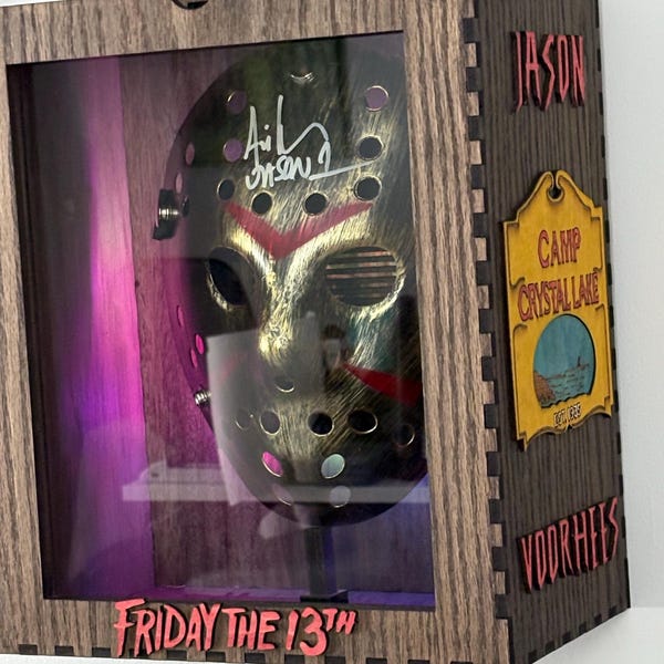 Full Size Hockey Mask Shadow Box Jason Friday the 13th REMOVABLE Mask ...