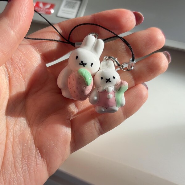 Matching Miffy Coquette Phone Charms | Keychains | Handmade Clay Charms - Etsy