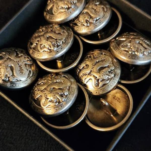Metal Dragon Buttons-6pcs Vintage Silver Shank Button for Sewing-blazer ...