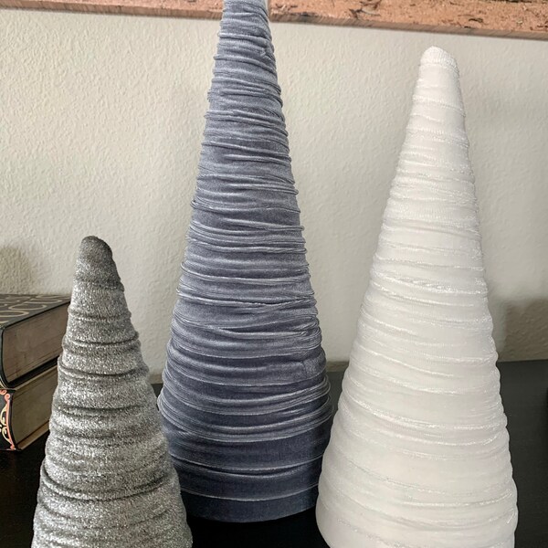 MEDIUM Single Velvet or Fabric Cone 10" Rustic Mantle Decor, Entryway ...