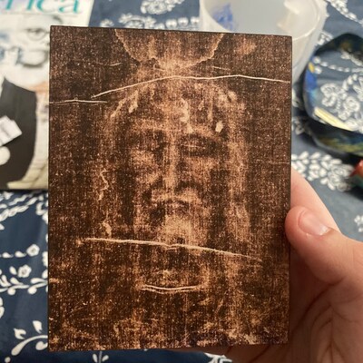 The Holy Shroud of Turin Print, Real Face of Jesus Christ Icon on Wood ...