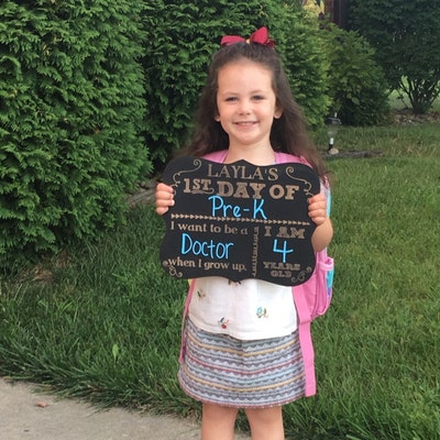 First Day of School Chalkboard, Kindergarten Sign, Back to School ...