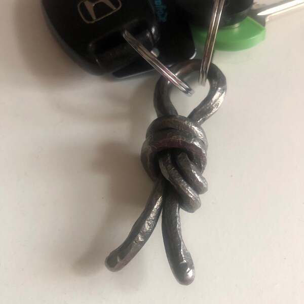 Forged Leaf Keychain With a Spiral / Blacksmith Hand Made Keyring - Etsy