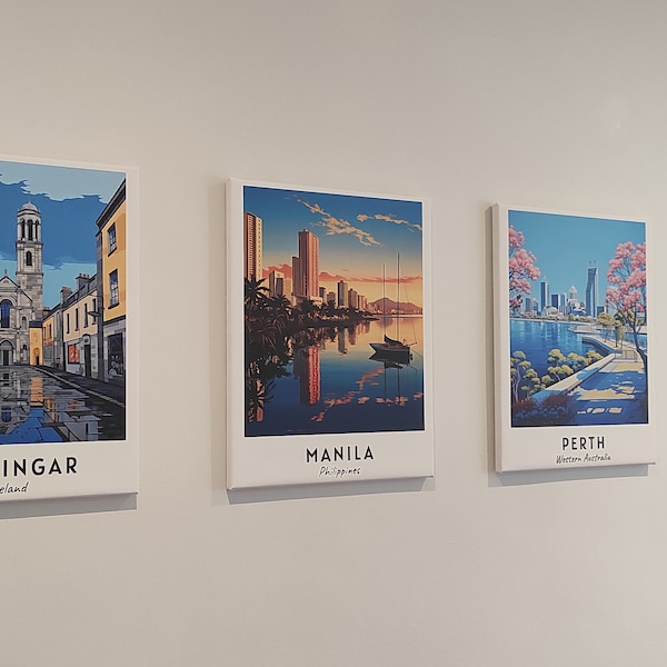 Custom Cityscape Poster Set of 4 Custom City Posters, Personalized ...