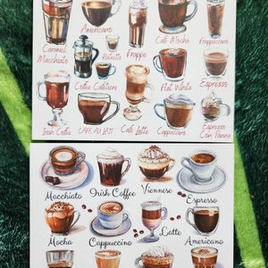 Coffee Collage Postcard | 1 Postcard | Thick Cardstock | for Sending a ...