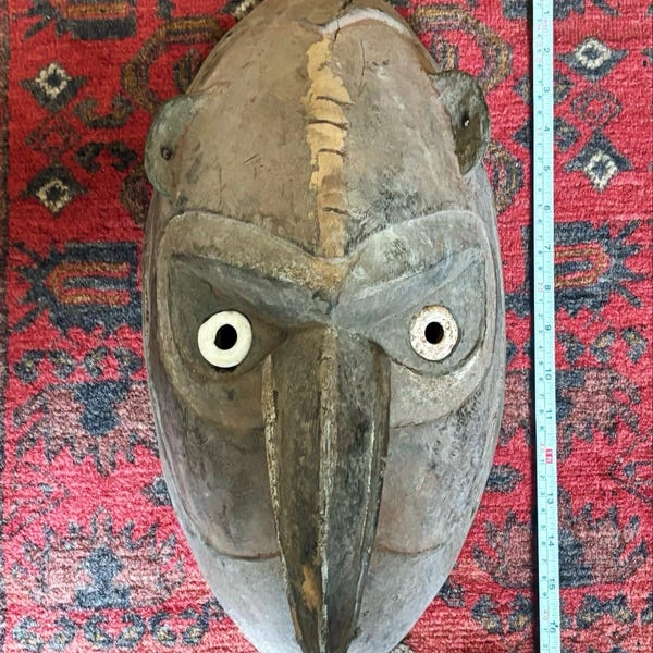 Antique Japanese Tengu Demon Mask - Vintage Noh Theater Yokai Mask ...
