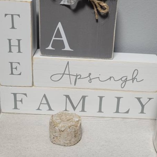 Personalized Family Name Wooden Block Set: Farmhouse Tiered Tray Decor ...