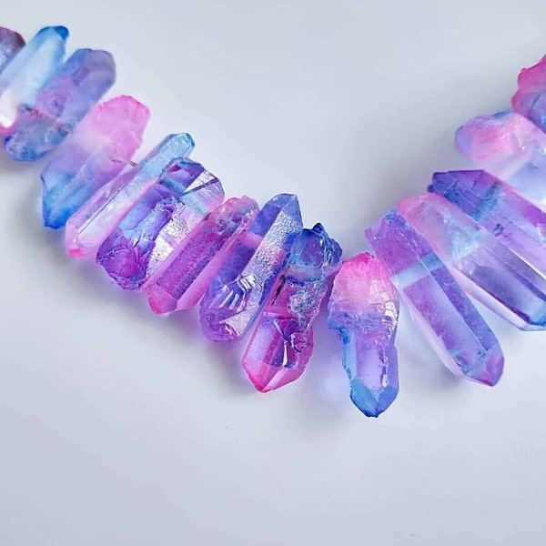 Light Pink&blue Quartz Points Raw Gradient Crystal Point Beads Mystic ...