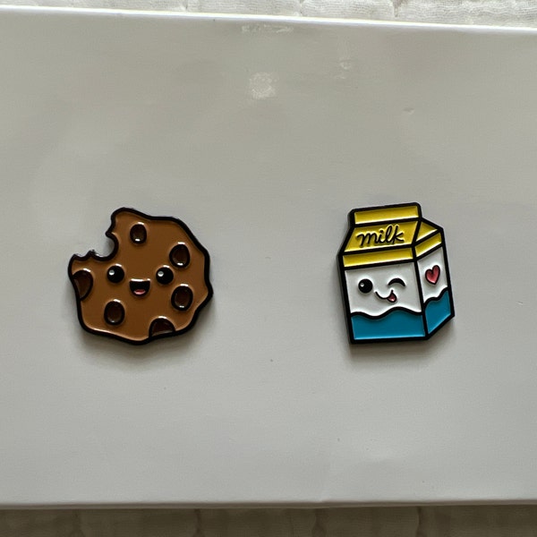 Cookie & Milk Enamel Pin Set of 2 - Soft Enamel Pins - Lapel Pins ...