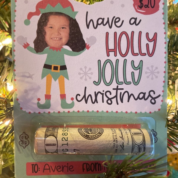 DIY Custom Photo Elf Money Card SVG, Personalized Christmas Photo Lip ...