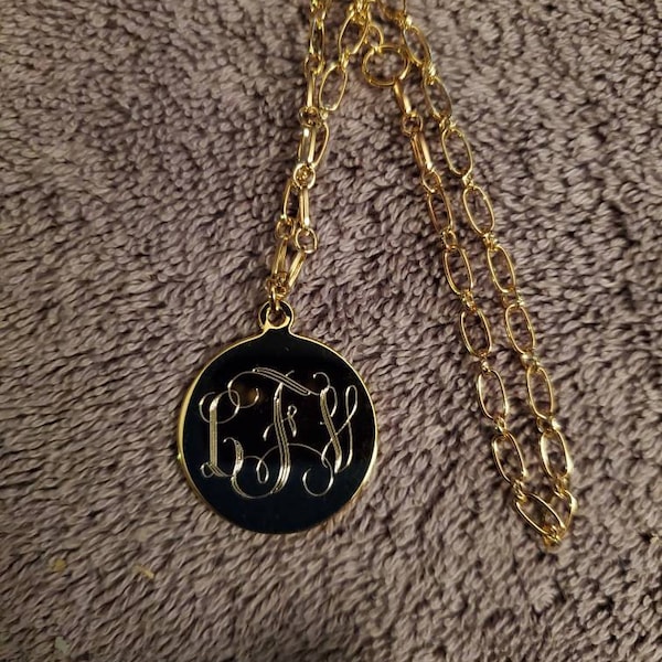 Long Monogram Necklace in Silver or Gold, Trendy Personalized Large ...