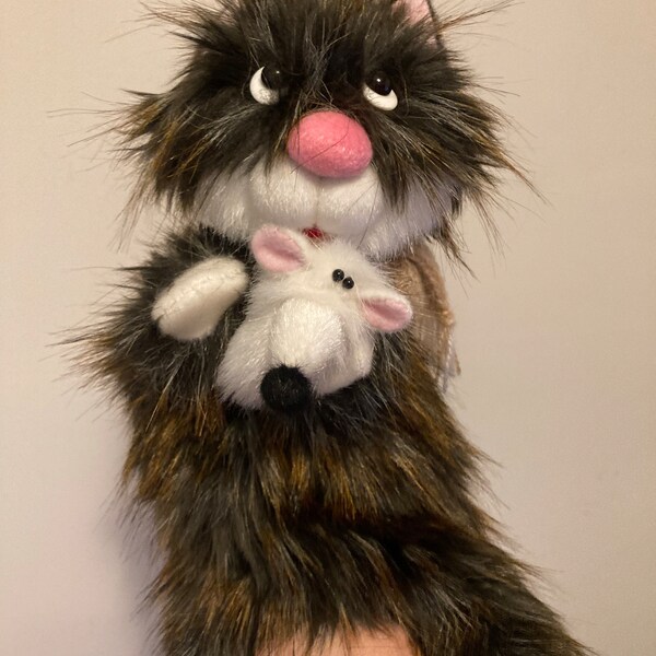 Black Cat Hand Puppet for Home Theater. Marionette Puppet. Animal Glove ...