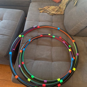 RAINBOW Lot of 3 Hula HOOPS 1 Collapsible or Push Button Body Hoop & 2 ...