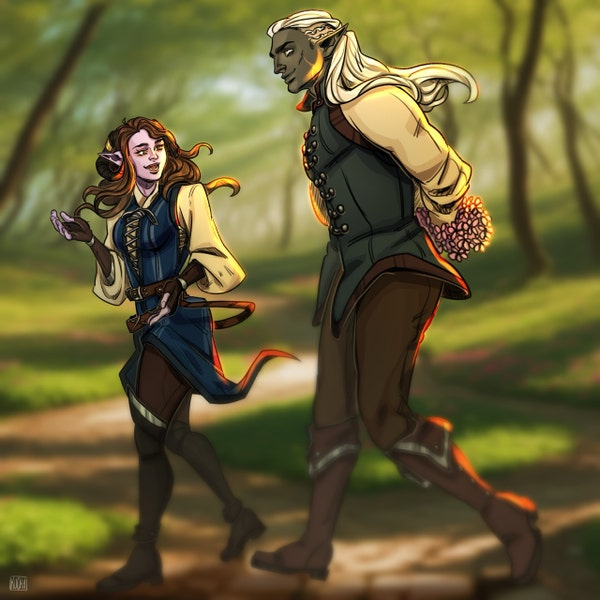Couple Art Commission | Dnd Fantasy Custom Illustration, Unique Digital ...