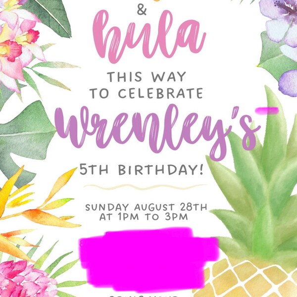 Editable Luau Party Backdrop, Luau Party Banner, Tropical Background ...