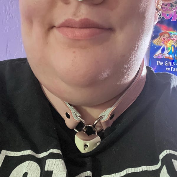 Chain BDSM Lockable Slave Sub Collar With Heart Padlock, Locking Slave ...