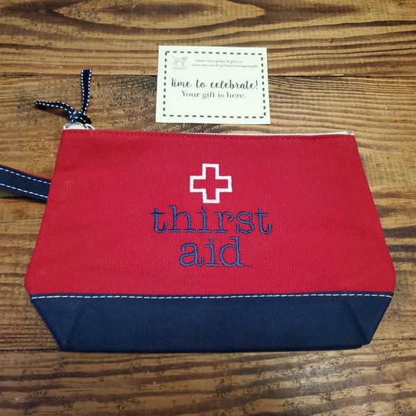 Red First Aid Zipper Pouch | Canvas First Aid Bag | Personalized ...