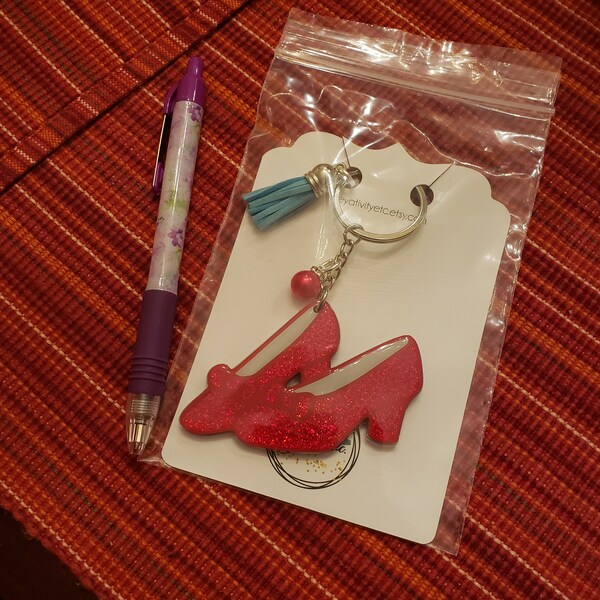 Ruby Red Slippers Keychain • Wizard of Oz Dorothy Gingham Glitter ...