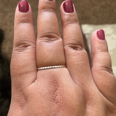 Hammered Beaded Sterling Silver Stacking Ring Stackable Ring Set Dainty ...