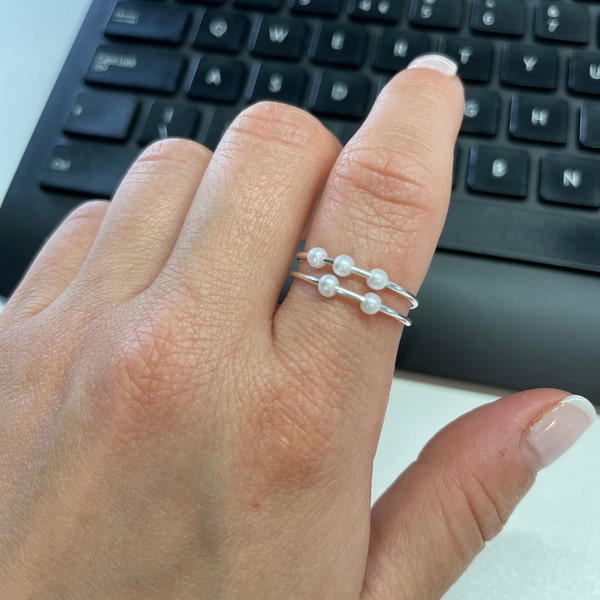 Anxiety/ ADHD Ring, Double Layer Worry Ring, Silver Plated Fidget Ring ...