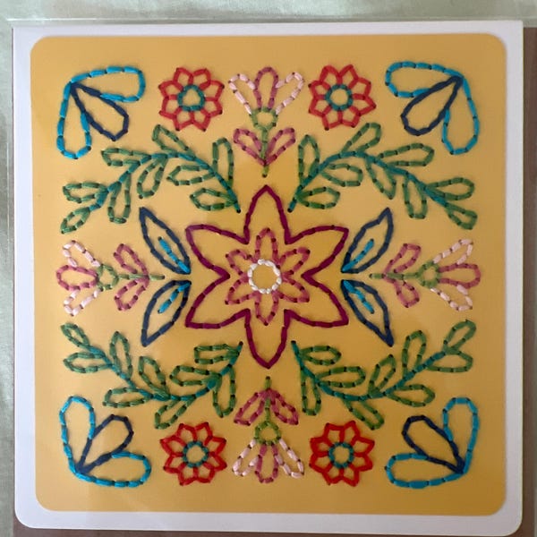 Navajo Design Embroidered Greeting Card | Handmade Sewn Card | Navajo ...