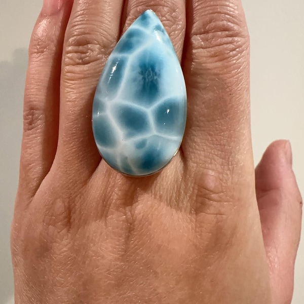 Spectacular Fractal Super Blue Larimar Slab,meditation Stone,larimar Stone,natural Larimar ...