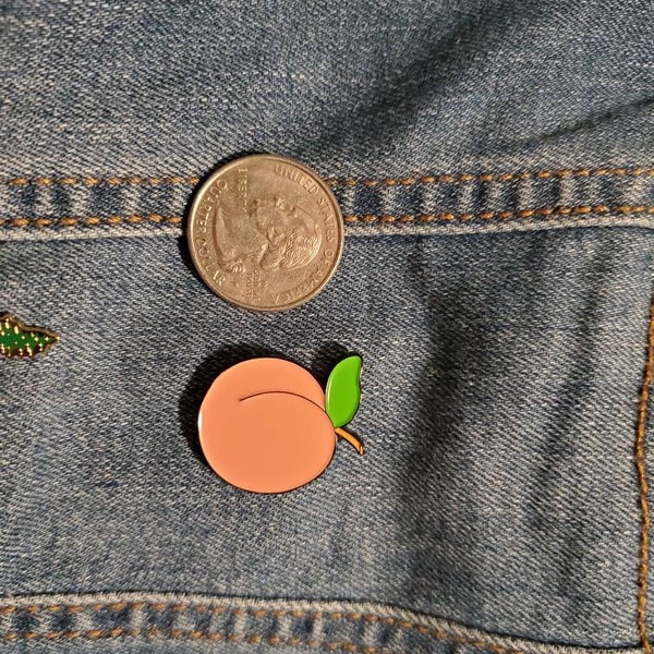 Peach Enamel Pin Fruit Enamel Pin Vegan Enamel Pin Plant Based Pin ...