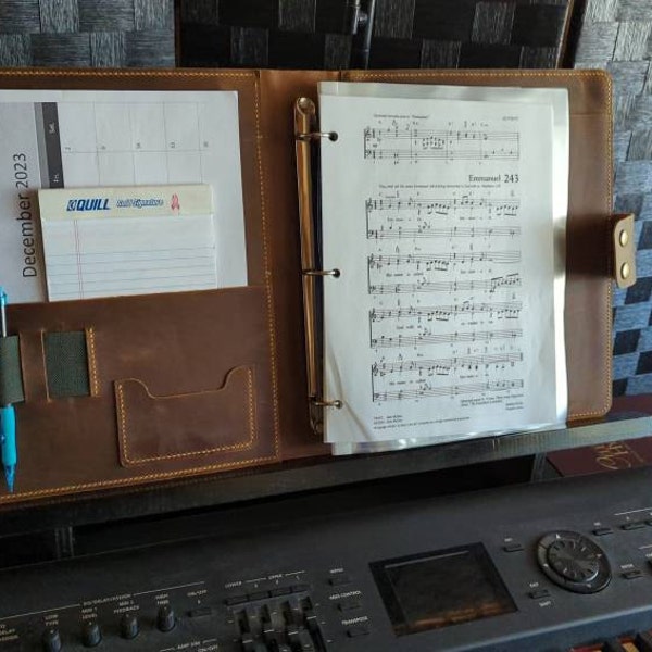 Personalized Vintage Leather Sheet Music Organizer Binder Cover , Full ...