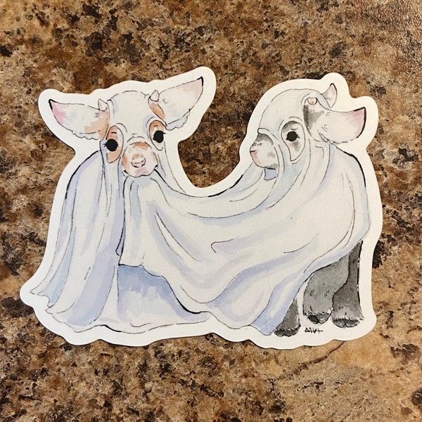 Spooky Ghost Goat Sticker - Etsy