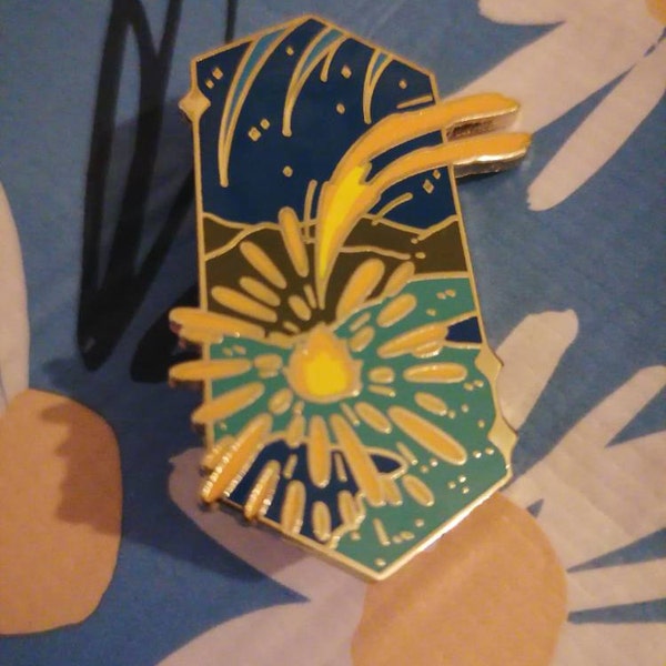 Meteor Pin - Celestial Scene Anime Gold Comet Star Flame Castle Space ...