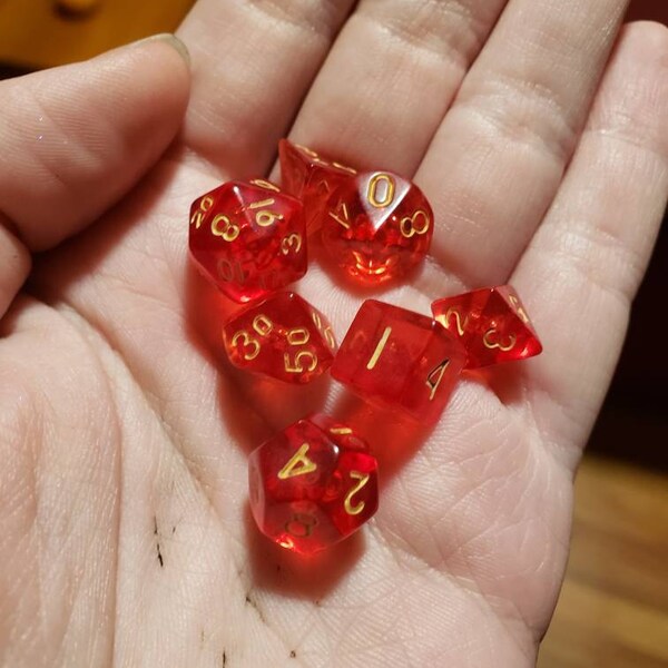 Clear Pink With Gold 10MM Mini Polyhedral 7-die Roleplaying Dice ...