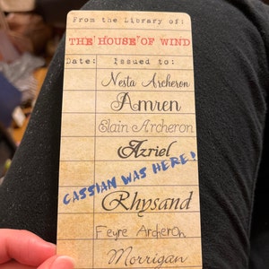 ACOTAR House of Wind Library Card Bookmark A Court of Thorns and Roses ...