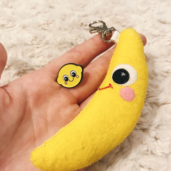 Banana Keychain - Banana Keyring - Cute Food - Cute Felt Food - Plush ...