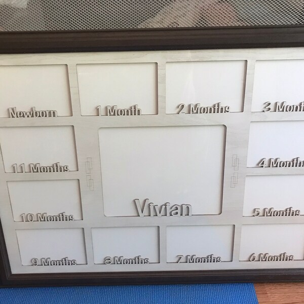 Baby First Year Picture Frame - 4x6 Pictures 8x10 Center - Personalized ...