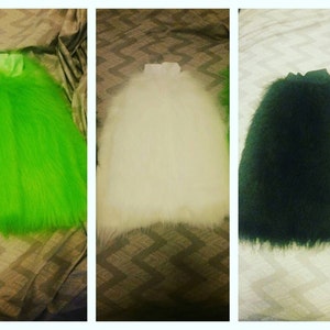 Fluffy Furry Leg Warmers Neon Plain Faux Fur Lots of Colours Rave Punk ...