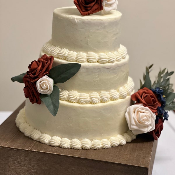 Terracotta, Rust and Navy Cake Flower Arrangements, Small Flower ...