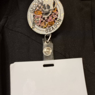 Haunted House Badge Reel, Pink Halloween Badge Holder, Retractable ...