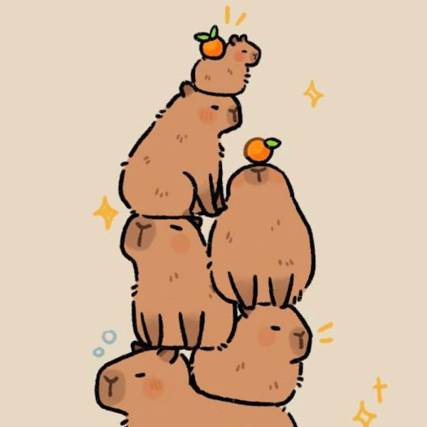 Cute Capybara Stack iPhone & Android Wallpaper (digital Download) - Etsy